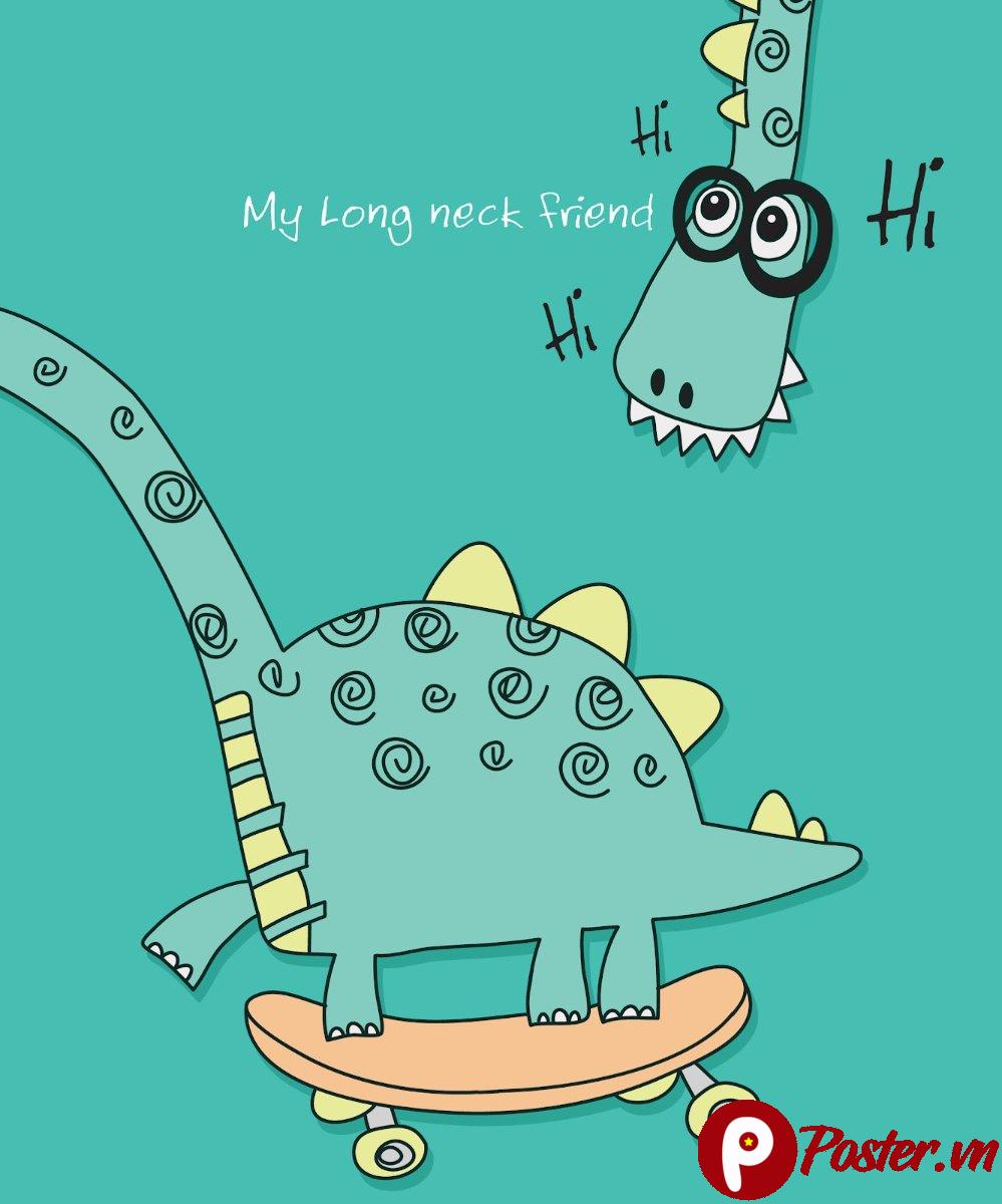 Download Vector Khủng Long Trượt Ván Cool Ngầu | Poster.vn