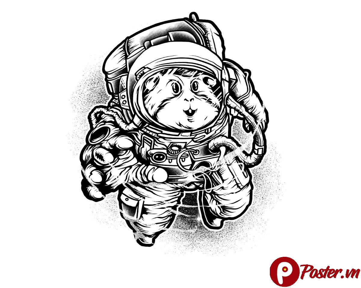 Download Vector Phi Hành Gia Đen Trắng | Poster.vn